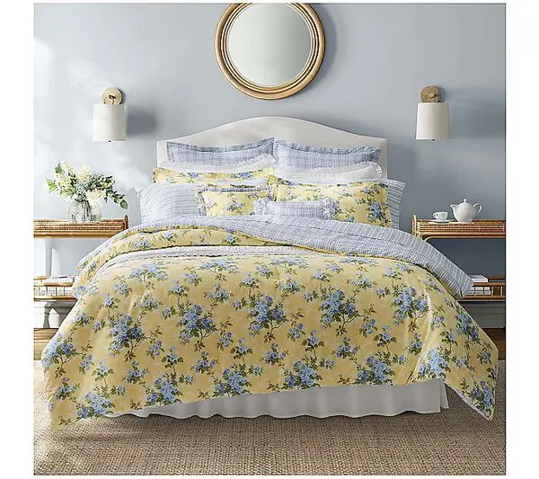 Laura Ashley Cassidy Yellow King Comforter Sham Bonus Set