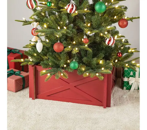 GLITZHOME 24.5'l Wooden Christmas Tree Collar
