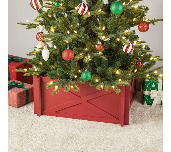 GLITZHOME 27.5'l Wooden Christmas Tree Collar