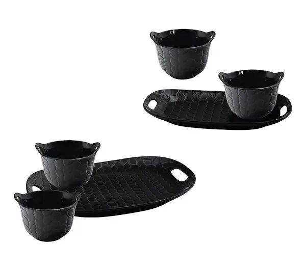 TEMP-TATIONS Carved Willow 6pc Everyday Serving Tray & Bowl Set