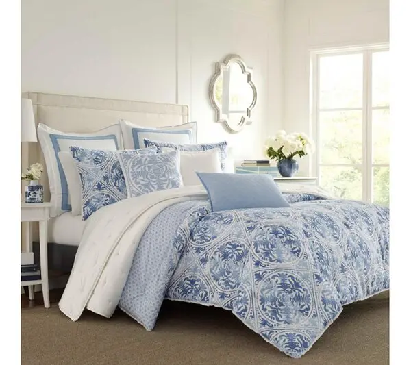 Laura Ashley Mila Blue Full Queen Comforter Sha Set
