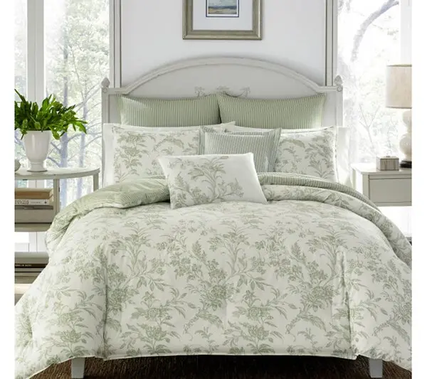 Laura Ashley Natalie Green King Comforter Sham Nus Set