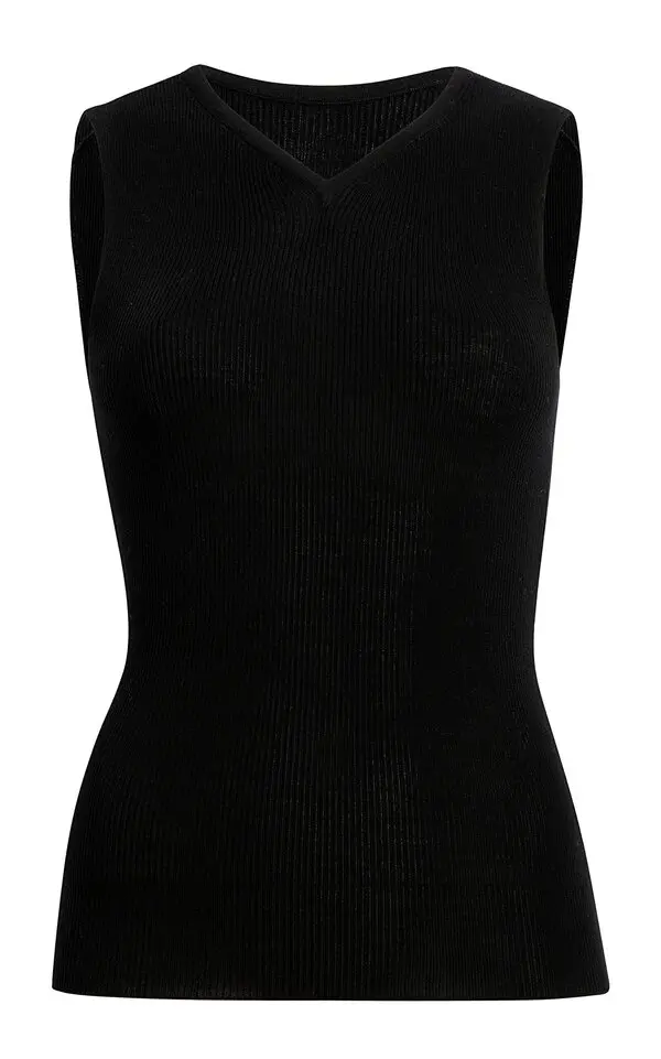 Khaite Renato Sheer-knit Wool-blend Top - Black