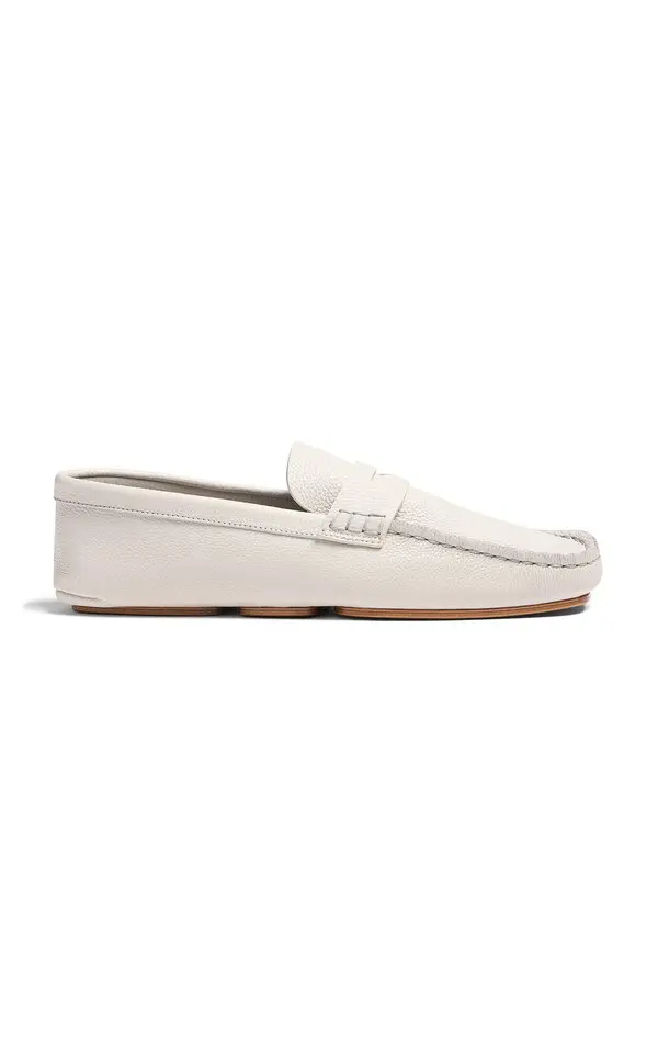 Khaite Billy Pebbled Leather Loafers - Grey
