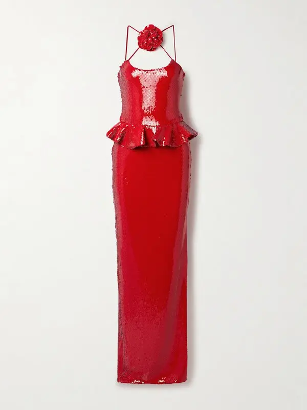 RODARTE Sequined Tulle Gown - Red