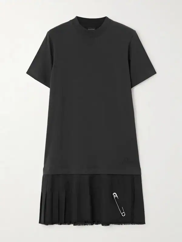 balenciaga layered mini dress Frayed Embellished - Gray VILLAEOSS2026