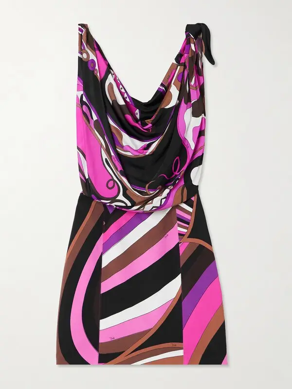 Emilio Pucci Knotted Draped Printed Mini Dress