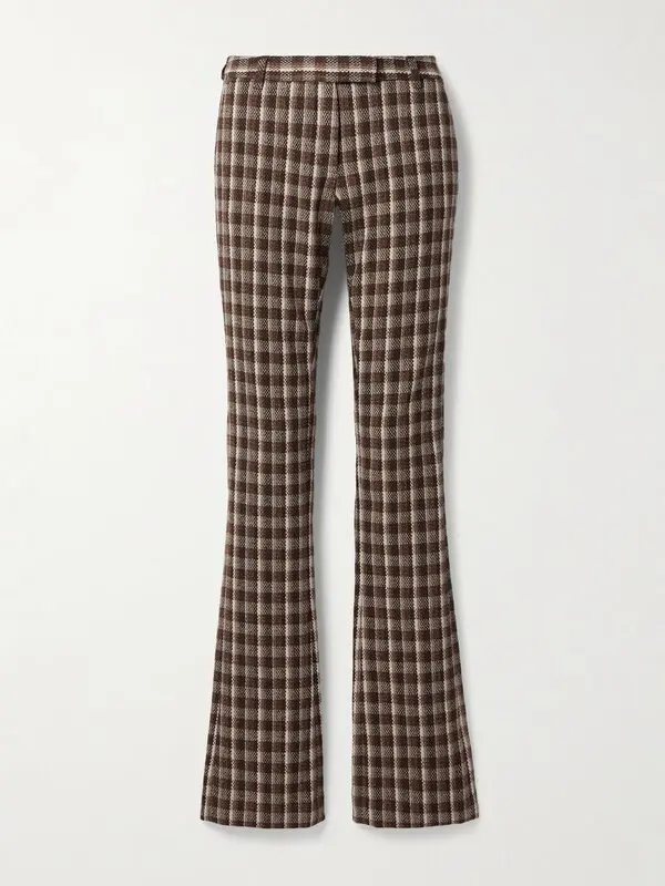 Acne Studios Checked Woven Flared Trousers - Brown