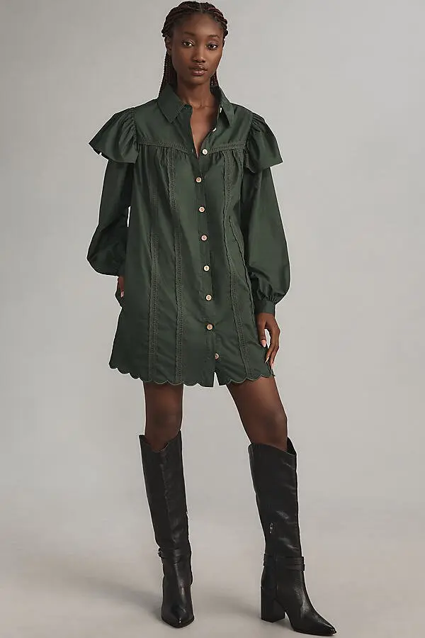 farm rio anthropologie green dress X Long-Sleeve Shift Mini In - 47% Off beach maxi dress