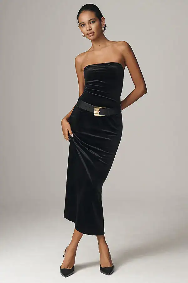 anthropologie black velvet dress Anthropologie The Tilda Velvet Slip Dress In Black - 68% Off