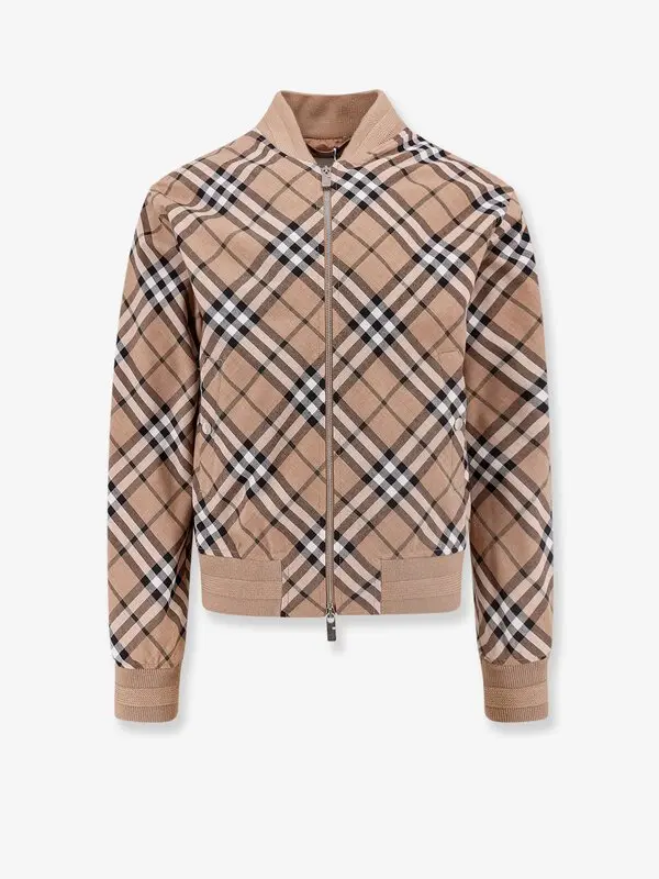 Burberry Check Print Wool Blend Jacket