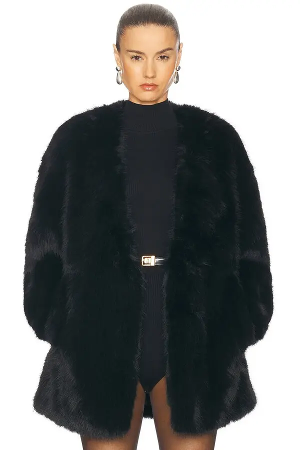 Retrofete Heiress Faux Fur Jacket - Black