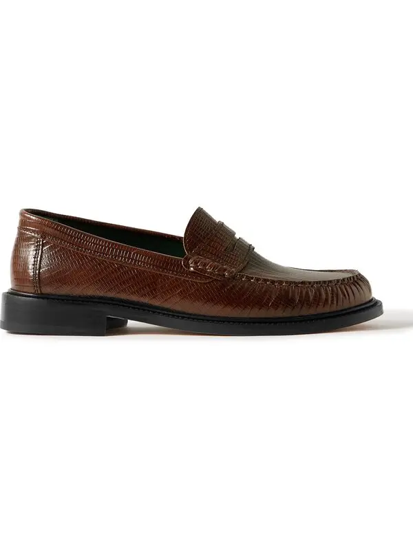 VINNY'S Yardee Lizard-effect Leather Penny Loafers