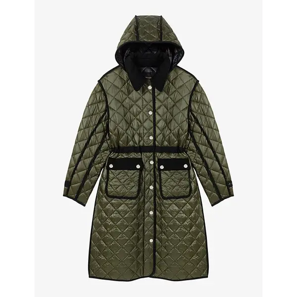 Maje Patch-pocket Removable-hooded Quilted Coat