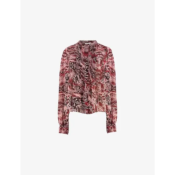 RO&ZO Snakeskin-pattern Pintuck Woven Blouse