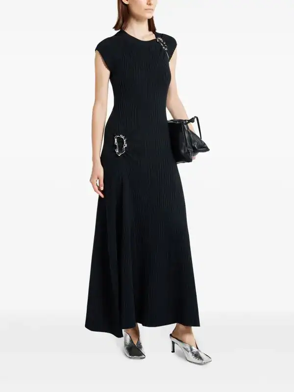 Anna Quan Buckle-Detail Ribbed Maxi Dress In Black - 50% Off | Editorialist