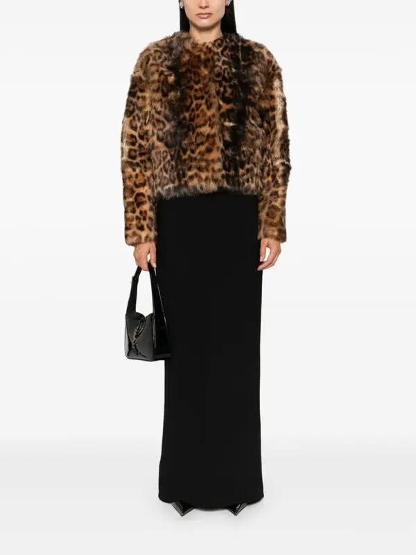 YVES SALOMON Leopard-pattern Fur Jacket