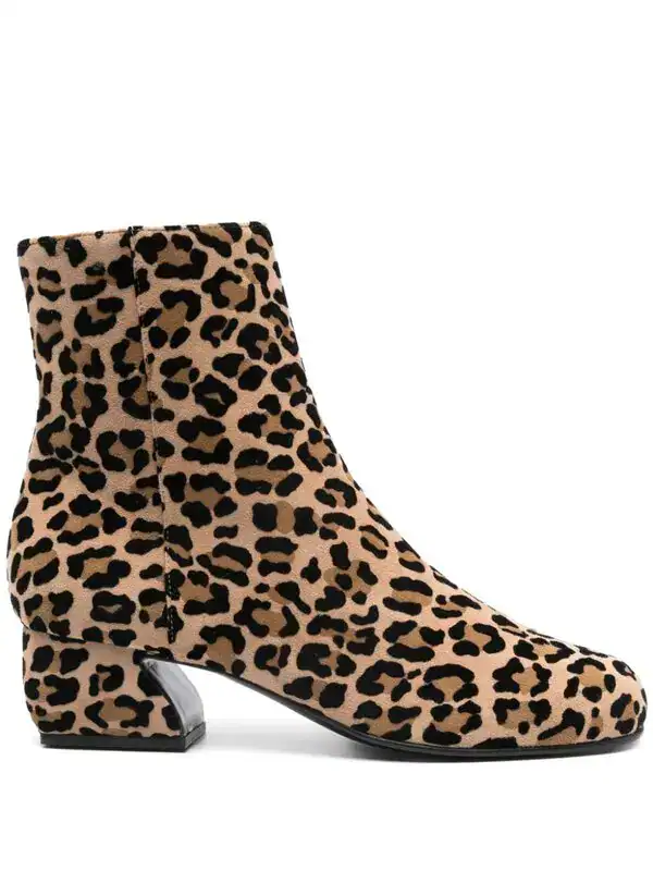 Sergio Rossi 45mm Leopard-Print Boots In Neutrals 39% Off