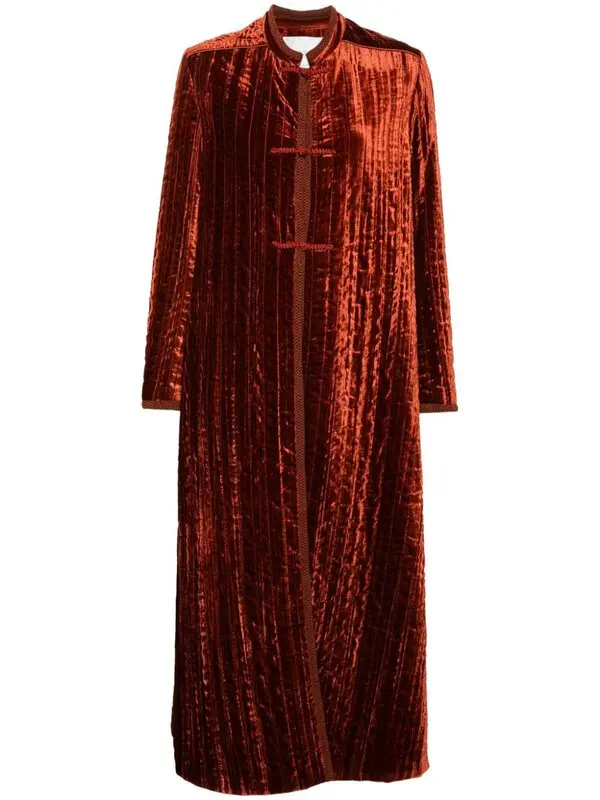 FORTE_FORTE Single-breasted Velvet Coat