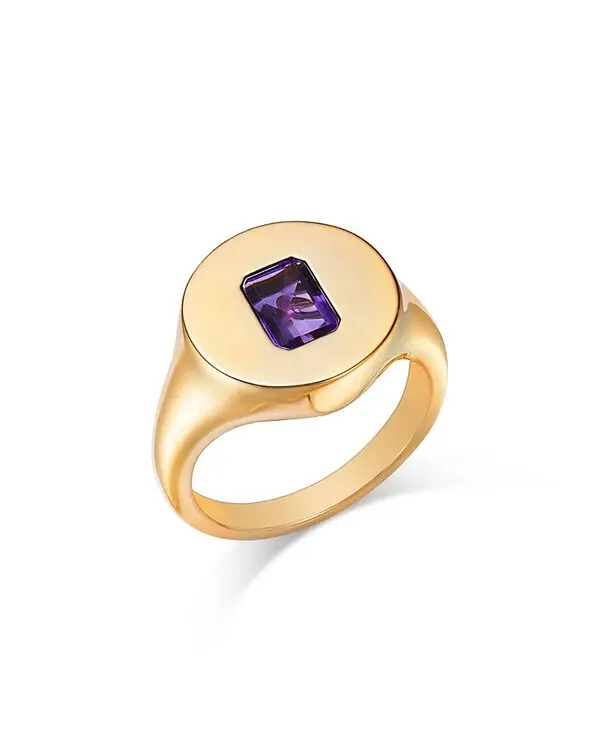 Bloomingdale'S Amethyst And 14k Yellow Gold Pinky Ring