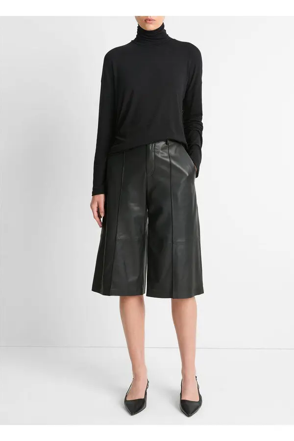 Vince Relaxed Long-sleeve Turtleneck Top - Black
