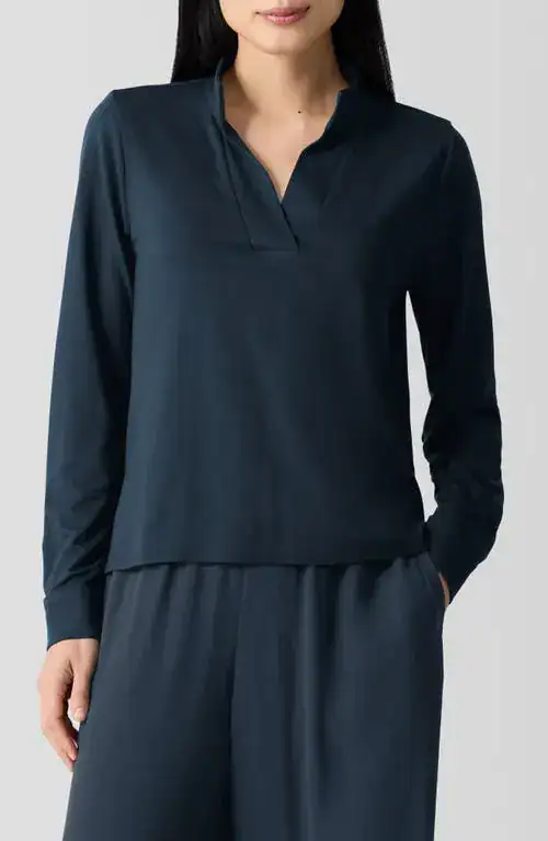 Eileen Fisher Long Sleeve Knit Top In Deep Adriatic 50% Off