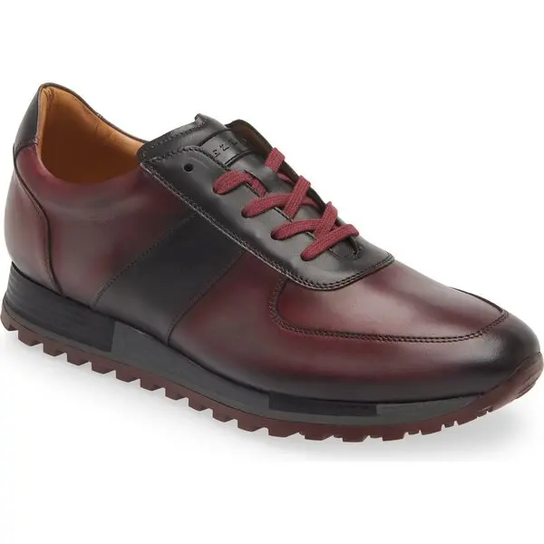 Mezlan Latini Leather Sneakers - Graphite/ Red