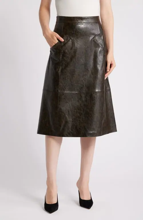 Kobi Halperin Faux Leather A-line Skirt - Dark Brown