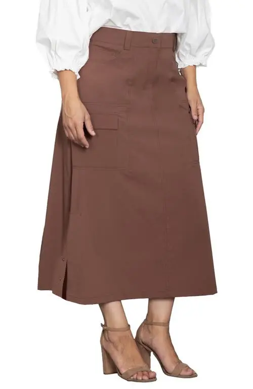 STANDARDS & PRACTICES Cargo Midi Skirt - Coffee Brown