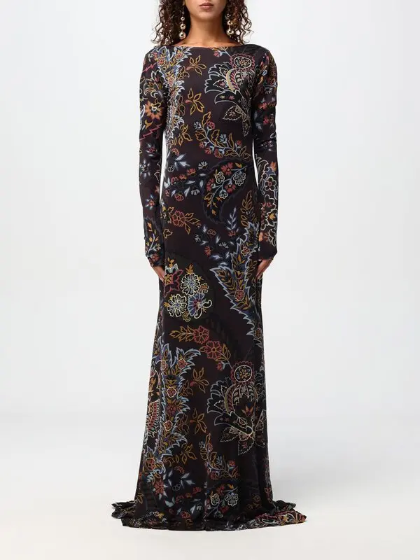 Etro Long Sleeve Paisley Print Dress In Black - 32% Off | Editorialist