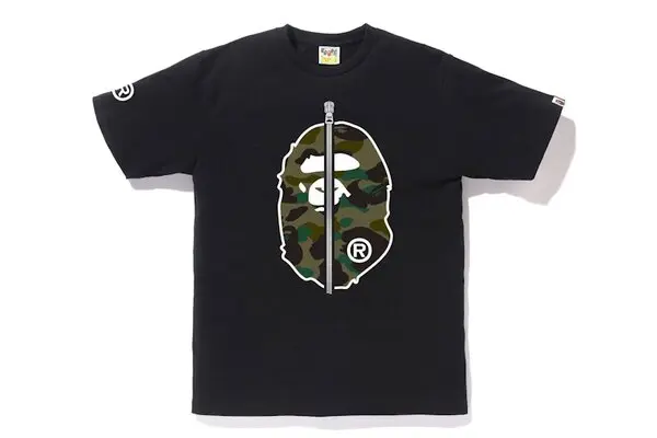 BAPE 1st Camo 2nd Ape Tee Shirt - Black/green