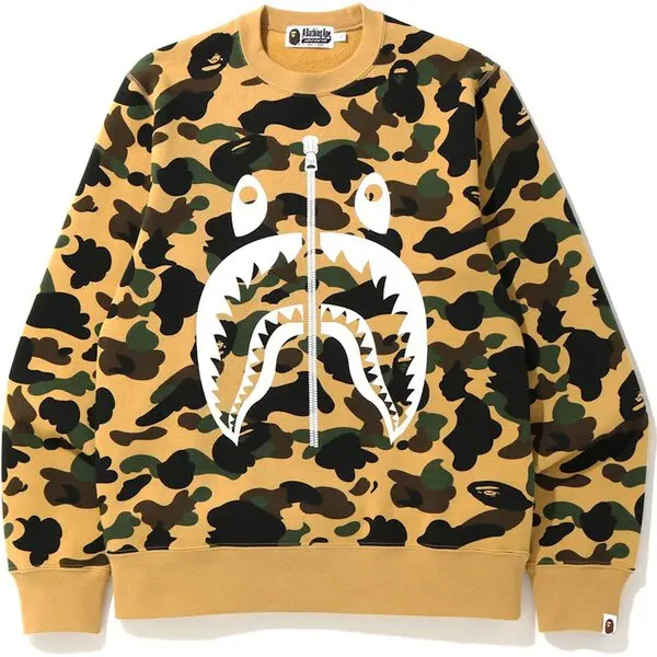 BAPE 1st Camo Shark Crewneck Sweatshirt - Yellow