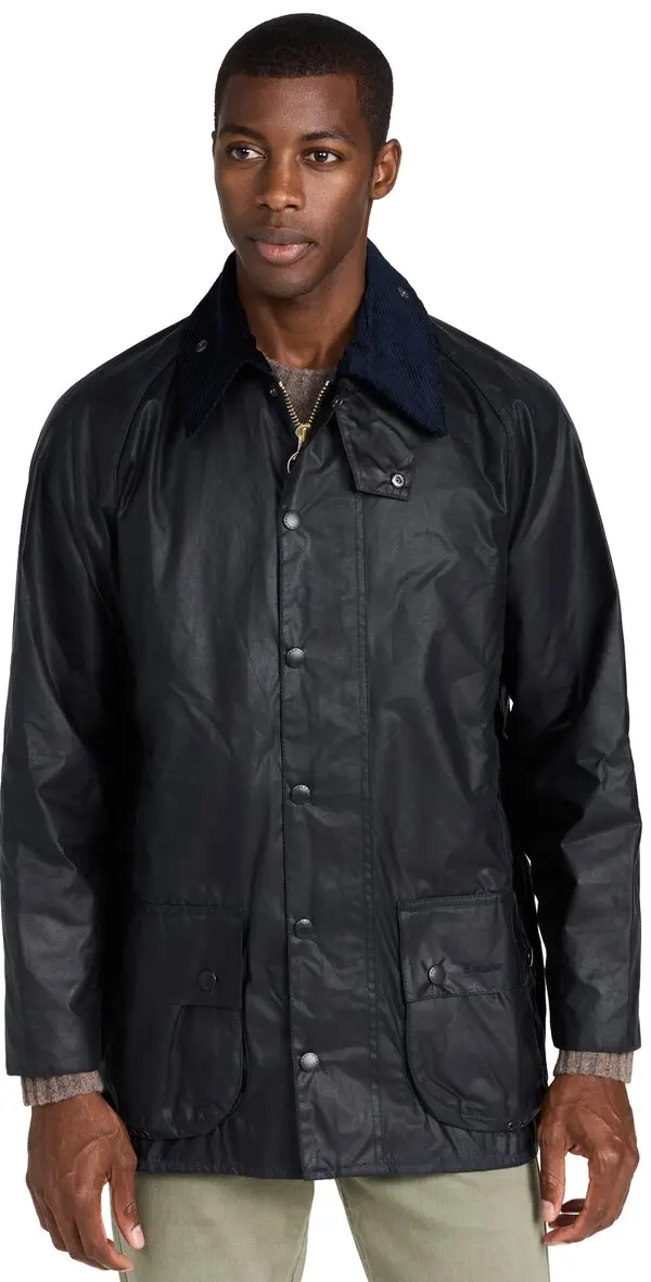Barbour Beaufort Waxed Jacket - Navy