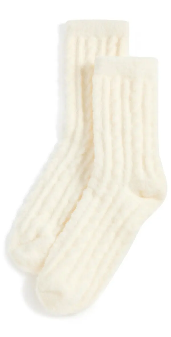 STEMS Winter Plush Cable Socks - Ivory