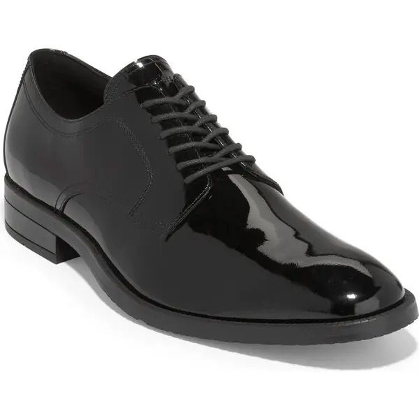 Cole Haan Plain Toe Derby - Black Patent