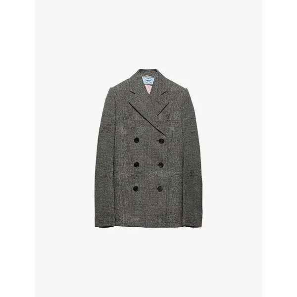 Prada Double-breasted Prince Of Wales Checked Cotton Jacket