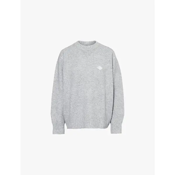 THE COUTURE CLUB Relaxed-fit Embroidered Knit Jumper - Greymarl