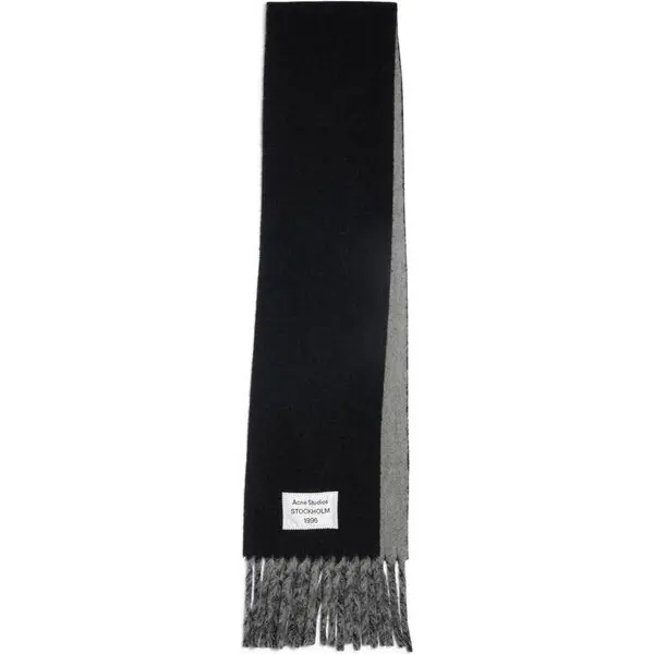 Acne Studios Volly Alpaca & Wool Blend Fringe Scarf - Black/ Grey