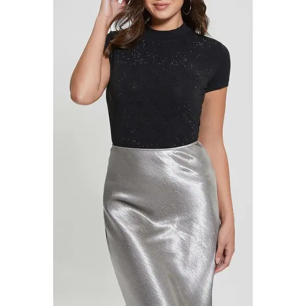 Guess Rhinestone Pattern Top - Jet Black