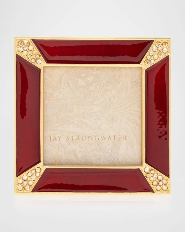 JAY STRONGWATER Crystal Pave Corner Square Frame - Ruby