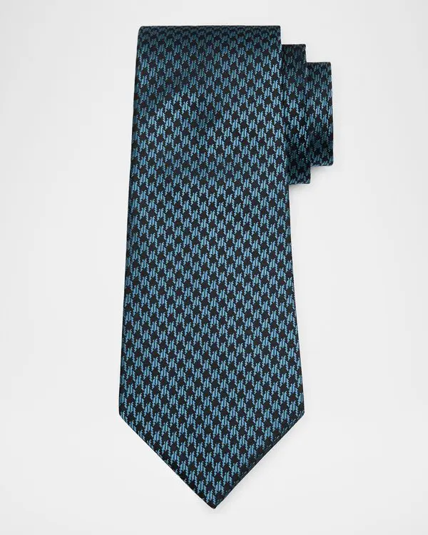 TOM FORD Houndstooth Silk Tie - Sky Blue