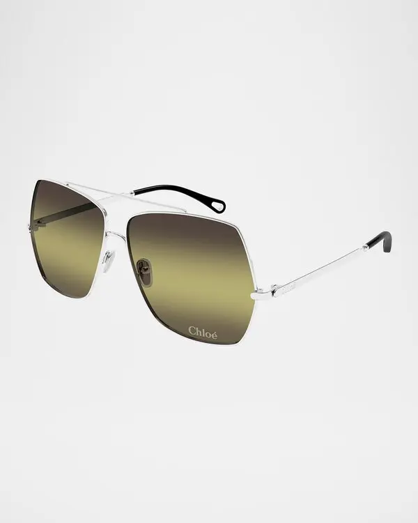 Chloé Gradient Aviator Sunglasses - Shiny Silver
