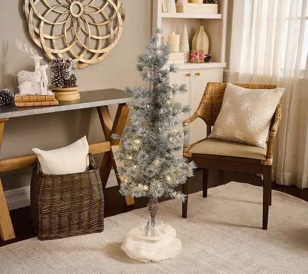 VALERIE PARR HILL 5' Illuminated Snowy Pine Tree With Remote Valerie