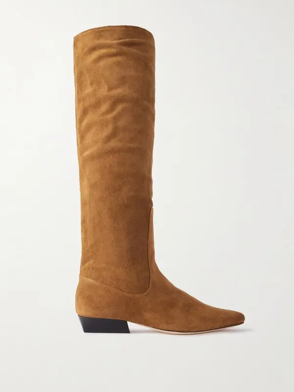 Staud Wally Suede Knee Boots - Brown