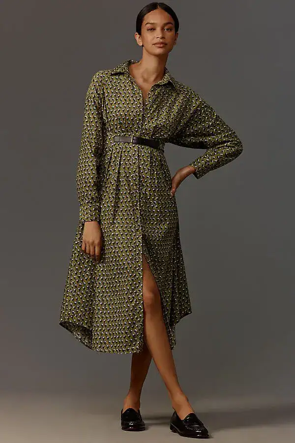 cord shirt dress midi Foemina Berry Corduroy Midi Shirt Dress - Black