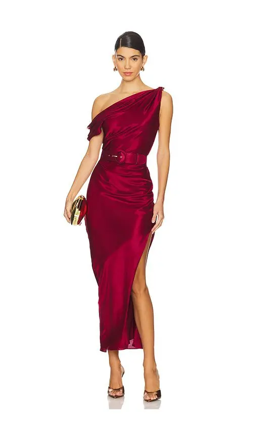 NICHOLAS Halle Off-the-shoulder Dress - Bordeaux