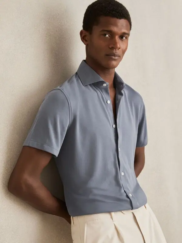 REISS Robbie Modal-blend Shirt - Airforce Blue