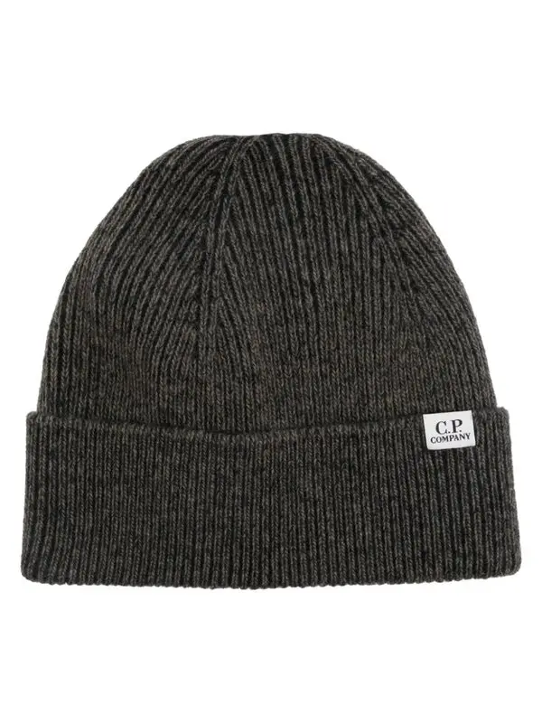 C.P. COMPANY Logo-tag Beanie - Grey