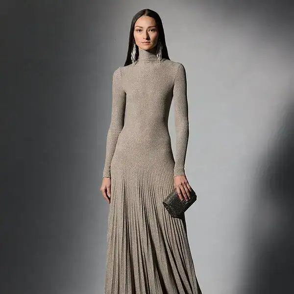 Silver Evening Sweater Silver Turtleneck Dress Dress Silver Evening Sweater  Ralph Lauren