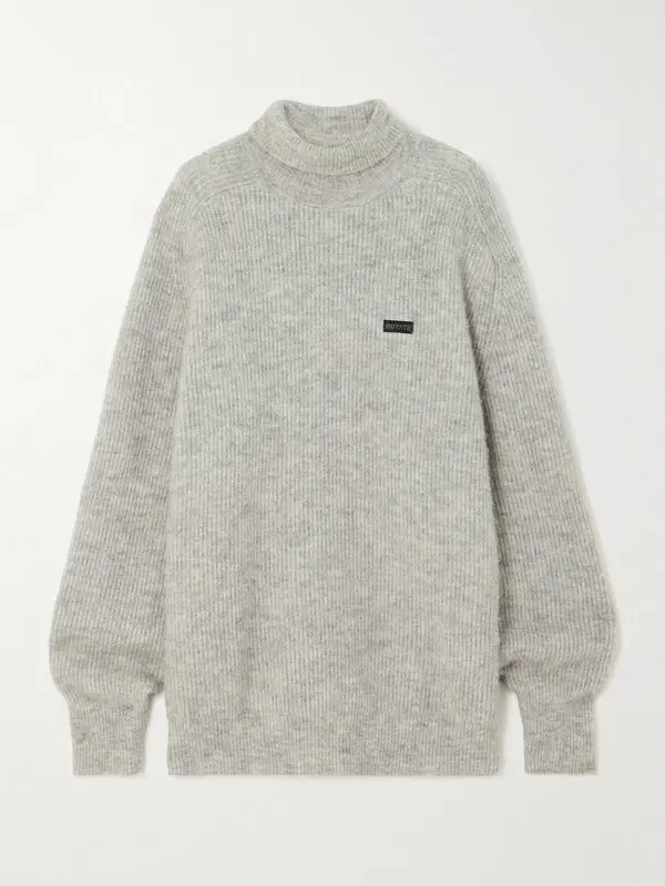 Remain Birger Christensen Appliquéd Merino Wool-blend Turtleneck Sweater - Gray